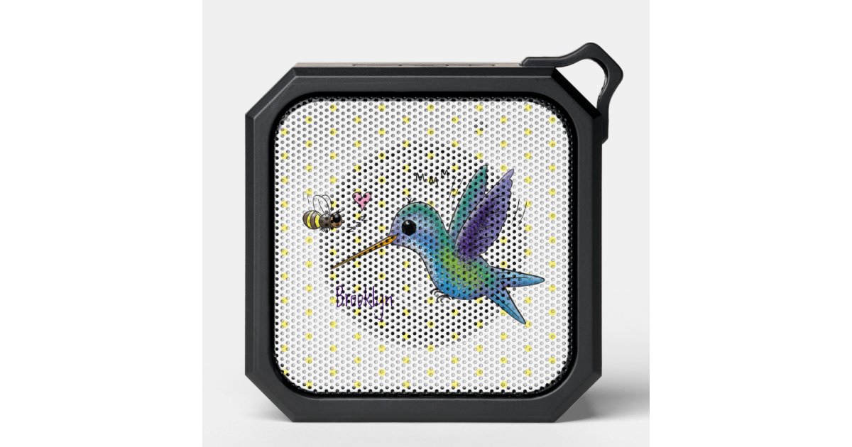Cute bee hummingbird cartoon illustration bluetooth speaker | Zazzle