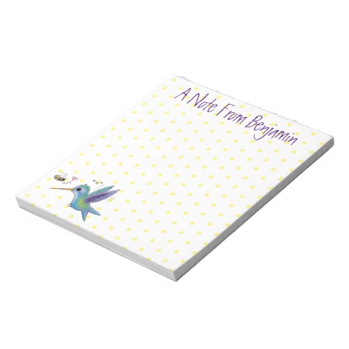 Cute bee hummingbird cartoon illustration notepad | Zazzle
