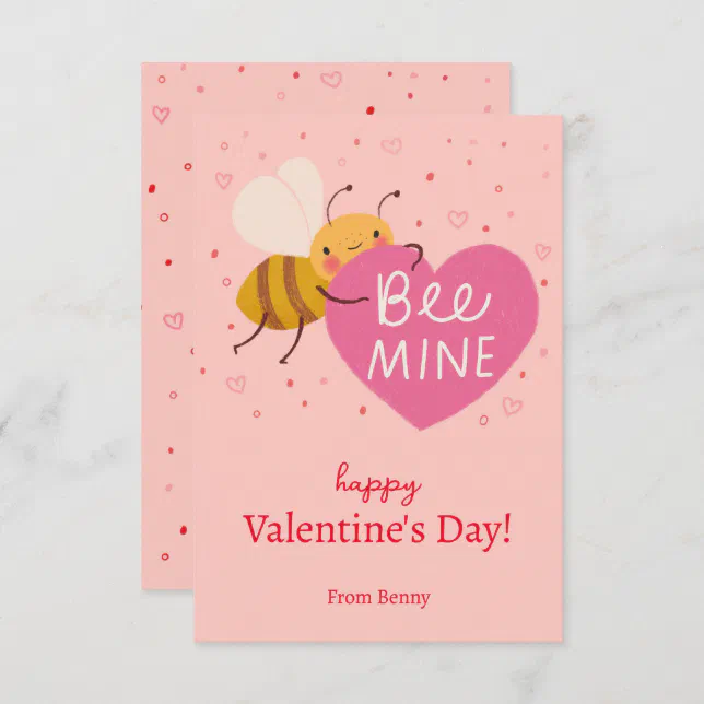 Cute Bee Kids Classroom Valentine Note Card | Zazzle