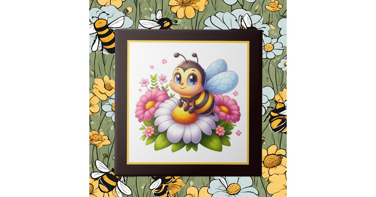 Cute bee lovers insect ceramic tile | Zazzle