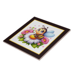 Cute bee lovers insect ceramic tile | Zazzle