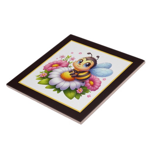 Cute bee lovers insect ceramic tile | Zazzle