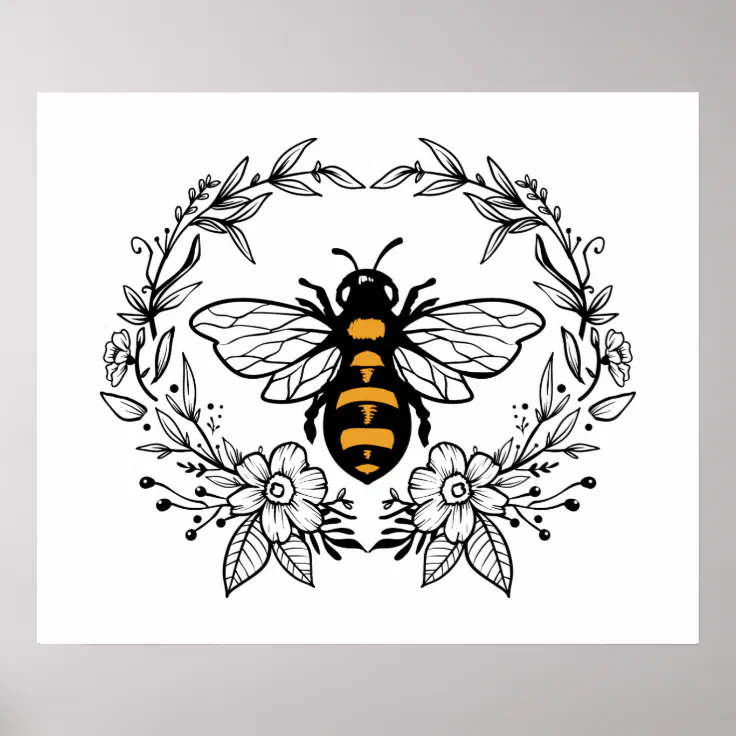 cute bee lovers insect poster | Zazzle