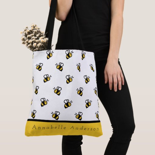Cute Bee Pattern Personalize Tote Bag | Zazzle