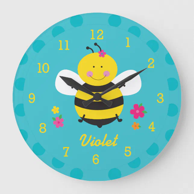 Cute Bee Personalized Wall Clock | Zazzle