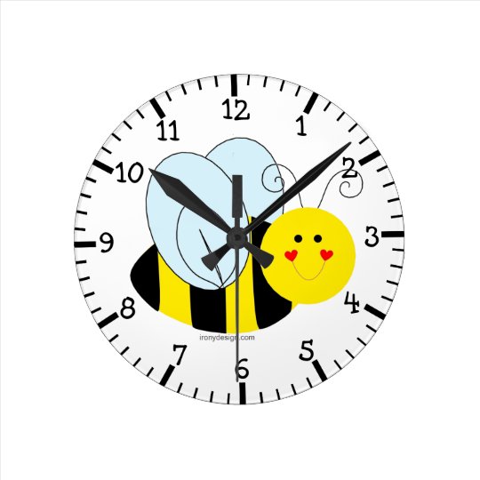 Cute Bee Round Clock | Zazzle.com