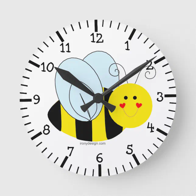 Cute Bee Round Clock | Zazzle