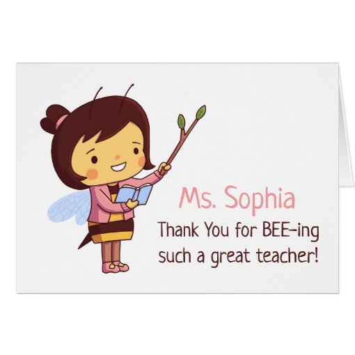 Cute Bee Teacher Appreciation Day Greeting Card | Zazzle