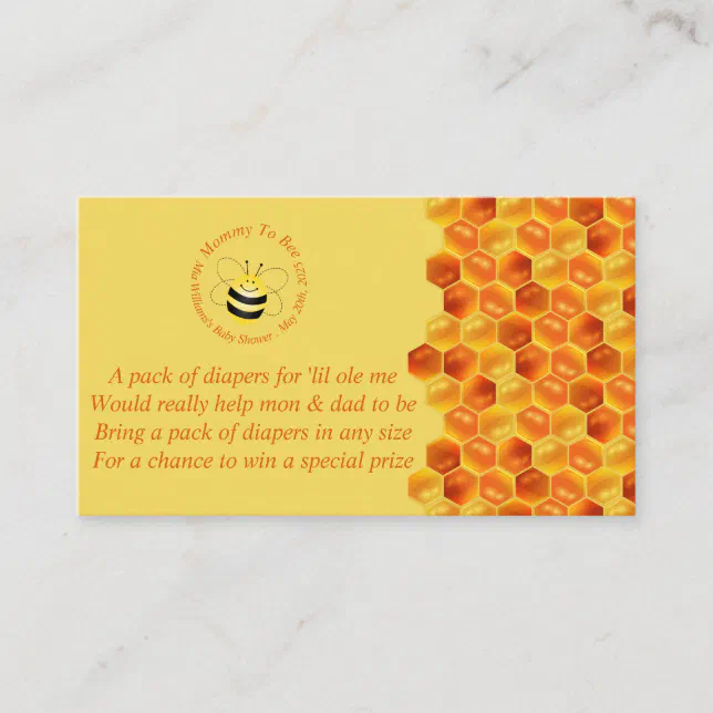 Cute Bee Themed Baby Shower Diaper Raffle Card | Zazzle