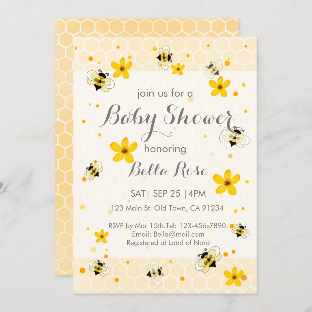 Cute Bee Themed Baby Shower Invitation | Zazzle