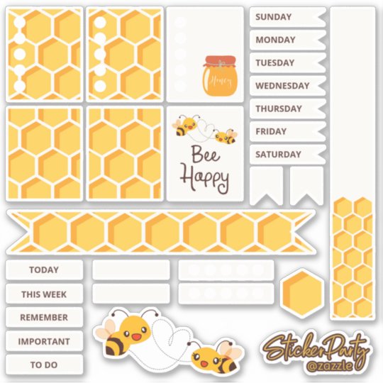 Cute Bees Bumblebee Honeycomb Planner Stickers | Zazzle.com