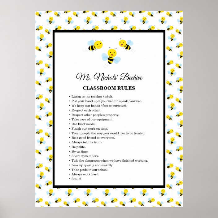Cute Bees Classroom Poster | Zazzle.com