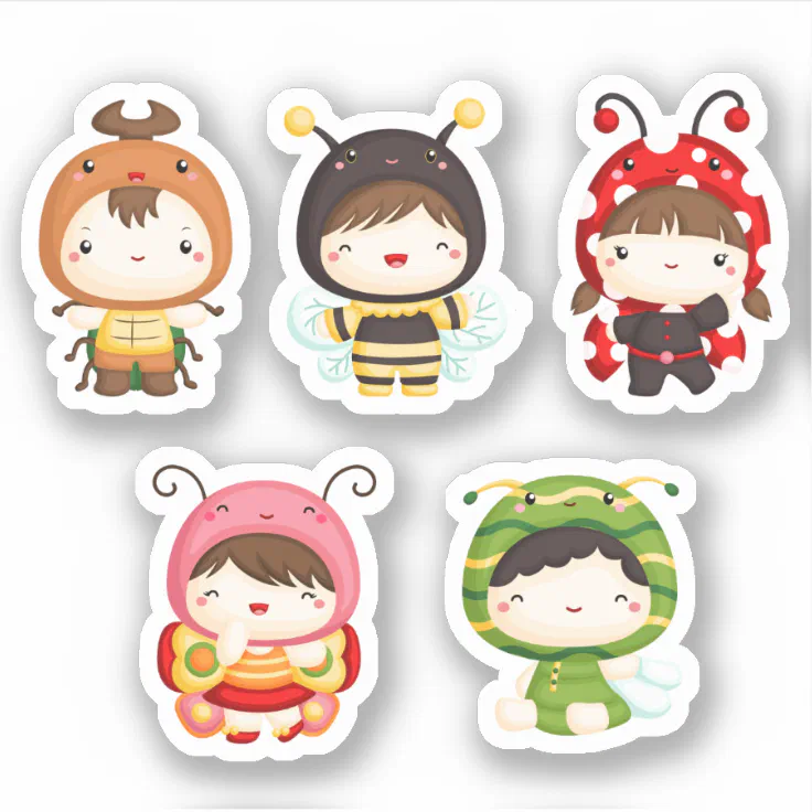 Cute Beetles and Bug Kids Sticker | Zazzle