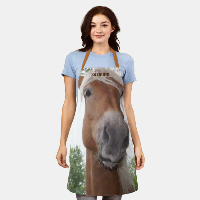 Cute Belgian Draft Horse Face Personalized Apron | Zazzle