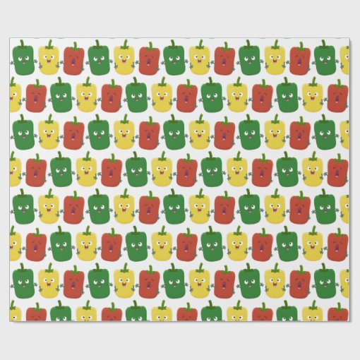Cute bell pepper capsicum trio singing cartoon wrapping paper | Zazzle