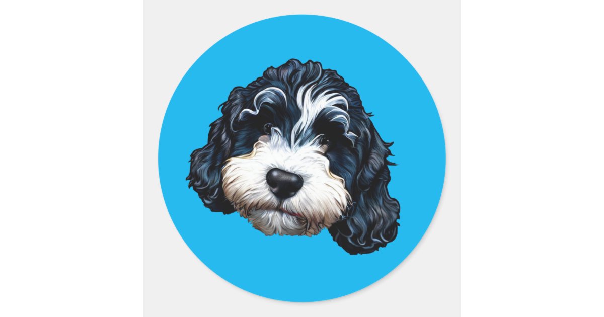 Cute Bernedoodle Classic Round Sticker | Zazzle