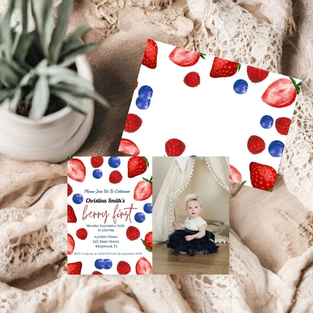 Cute berry birthday party, First birthday berry Invitation | Zazzle