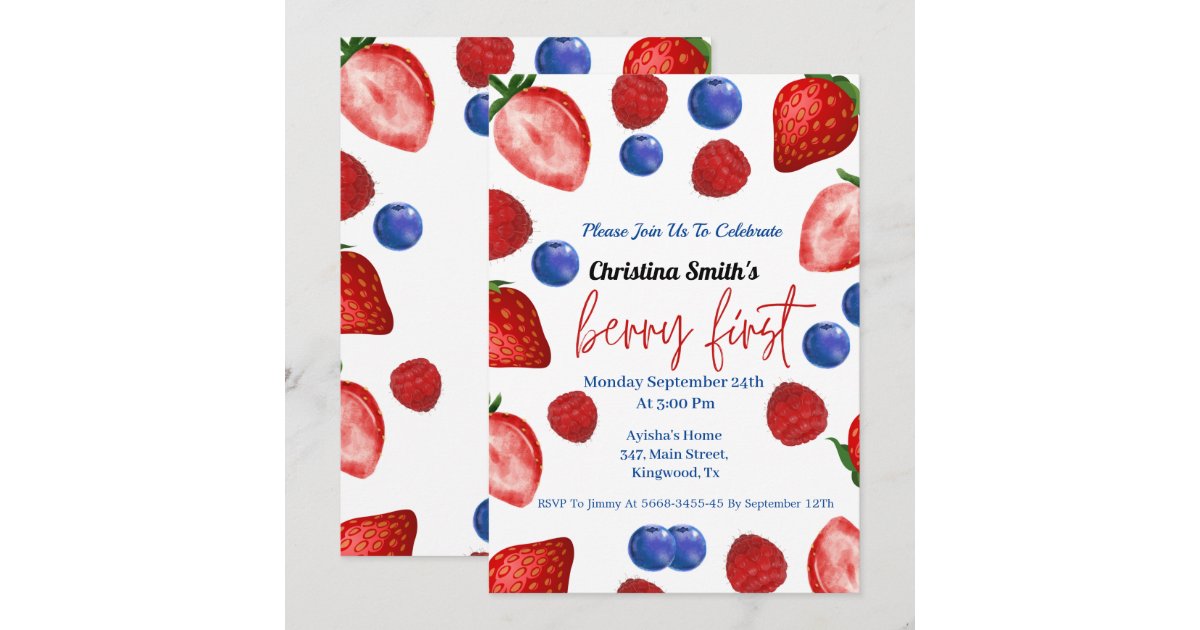 Cute berry birthday party, strawberry birthday Invitation | Zazzle