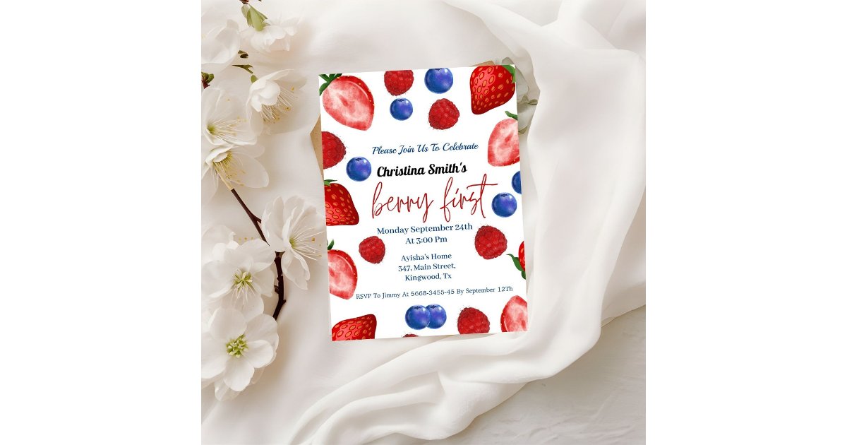 Cute berry birthday party, strawberry birthday Invitation | Zazzle