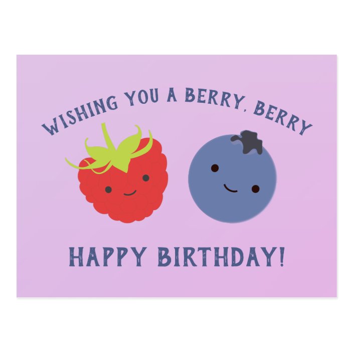 Cute Berry Happy Birthday Kawaii Berries Postcard | Zazzle.com