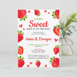 Cute Berry Sweet Baby Strawberry Baby Shower Invitation | Zazzle
