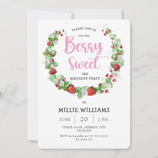 Cute Berry Sweet Birthday Party Invitation | Zazzle