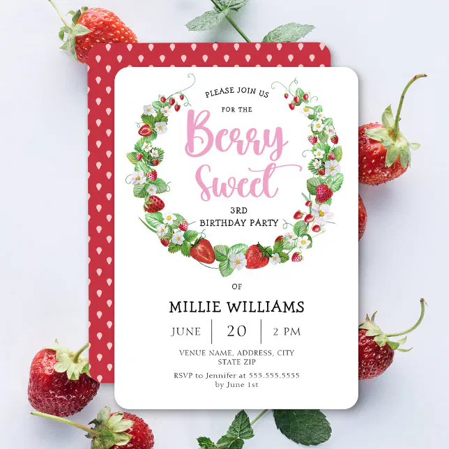 Cute Berry Sweet Birthday Party Invitation | Zazzle