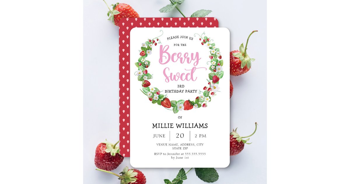Cute Berry Sweet Birthday Party Invitation | Zazzle