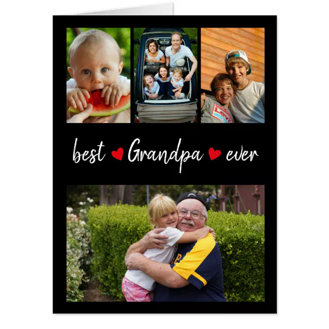 Cute Best Grandpa Ever 5 Photo Custom Card | Zazzle