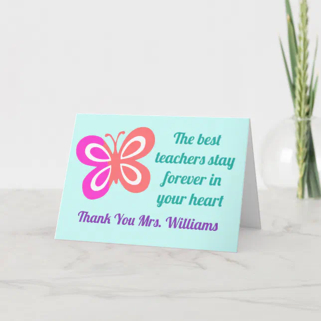 Cute Best Teacher Appreciation Butterfly Quote Card | Zazzle