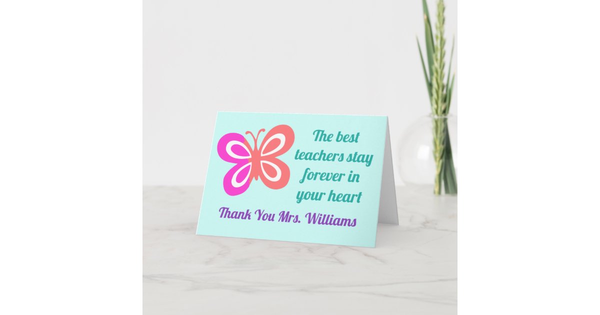 Cute Best Teacher Appreciation Butterfly Quote Card | Zazzle