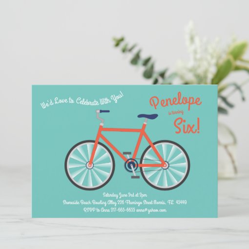 Cute Bicycle Kids Bike Birthday Party Cycling Invitation | Zazzle
