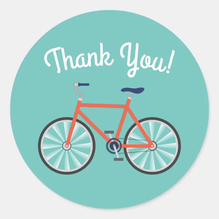 Cute Bicycle Kids Bike Birthday Thank You Classic Round Sticker | Zazzle