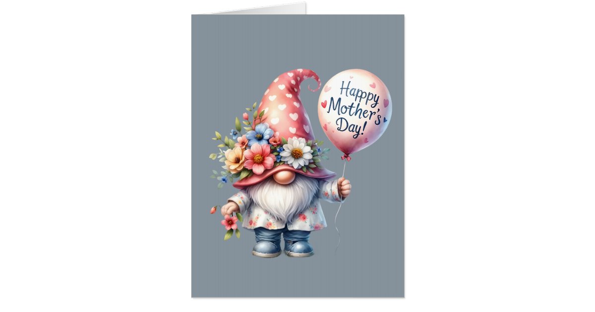 Cute big Happy Mother's Day gnome add message Card | Zazzle