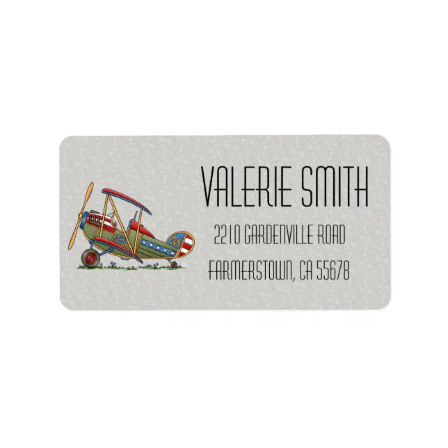 Cute Biplane Label | Zazzle