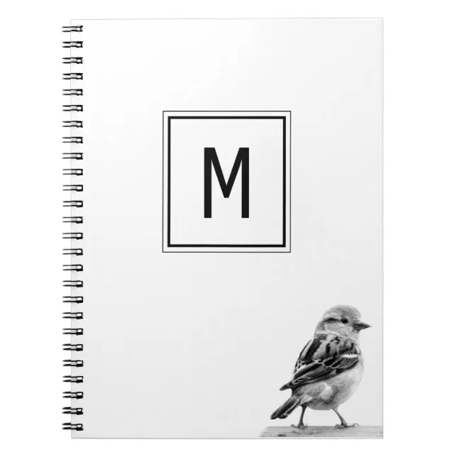Cute Bird Custom Your Initial Letter Notebook | Zazzle