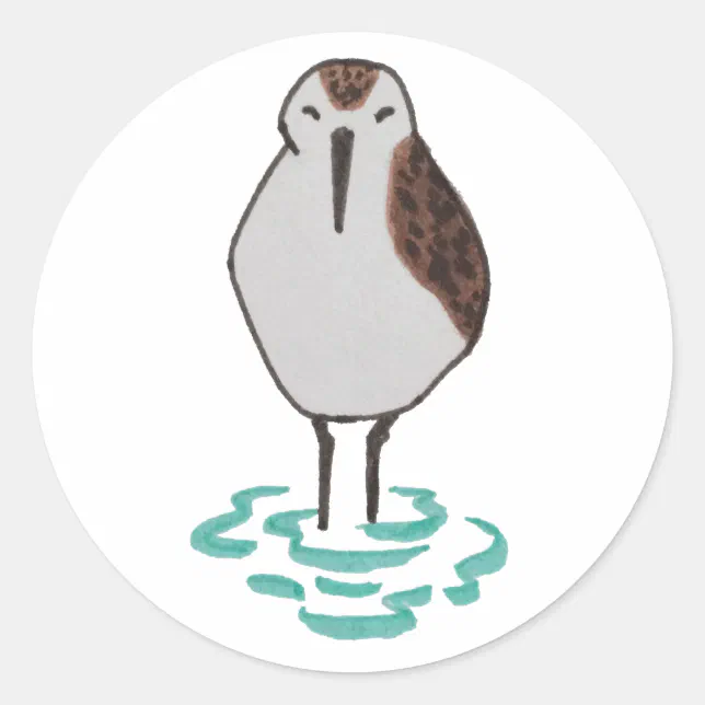 Cute Bird Drawing Sleeping Sandpiper Classic Round Sticker | Zazzle