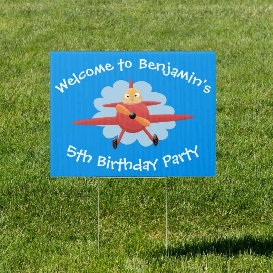 Cute bird flying red airplane cartoon illustration sign | Zazzle.com