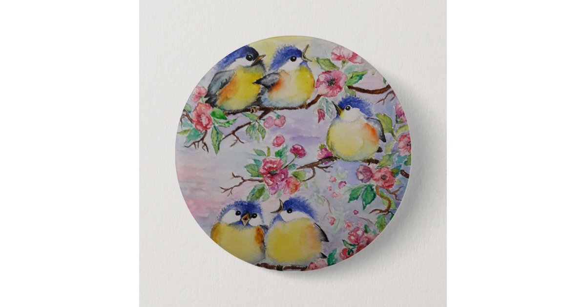 Cute Birds Button | Zazzle