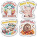 Cute Birthday Animal Stickers, Bday Stickers | Zazzle