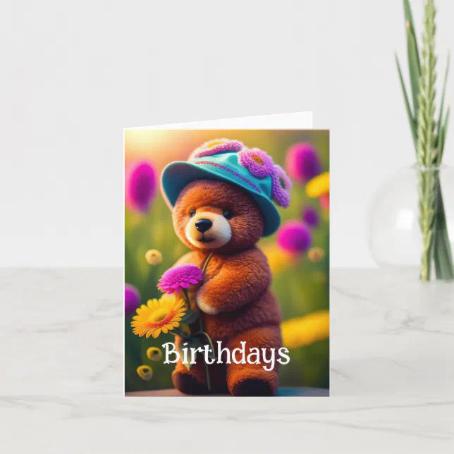Cute Birthday Bear Greeting Card | Zazzle