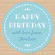 Cute Birthday Blue Custom Name Classic Round Sticker | Zazzle
