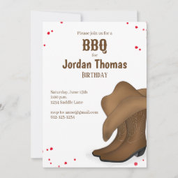 Cute Birthday Cowboy BBQ QR Code Social Media Invitation | Zazzle