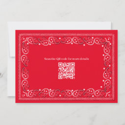 Cute Birthday Cowboy Rodeo Red Bandana QR Code Invitation | Zazzle