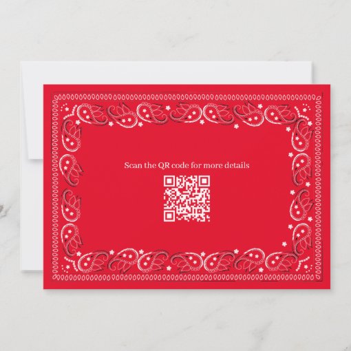 Cute Birthday Cowboy Rodeo Red Bandana QR Code Invitation | Zazzle