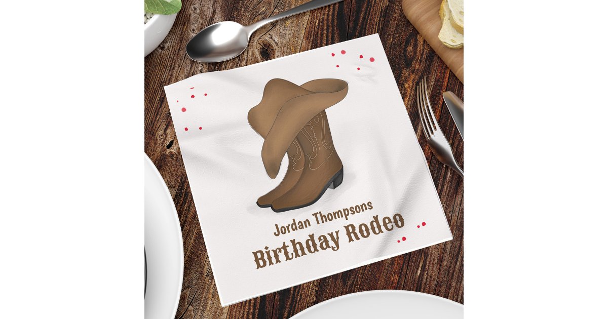 Cute Birthday Cowboy Rodeo Simple Red Bandana Napkins | Zazzle