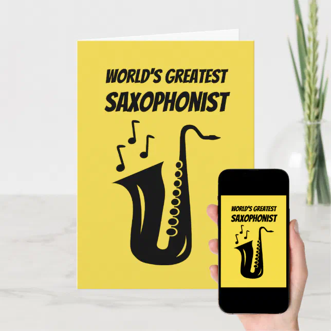 Cute Birthday greeting card for saxophone player | Zazzle