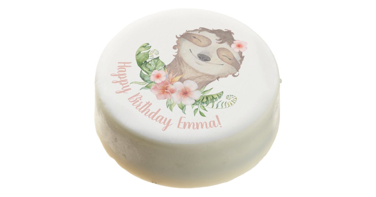 Cute Birthday Sloth for Girl Personalized Chocolate Covered Oreo | Zazzle