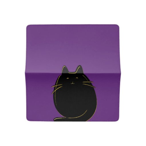 Cute black and gold cat on purple checkbook cover | Zazzle