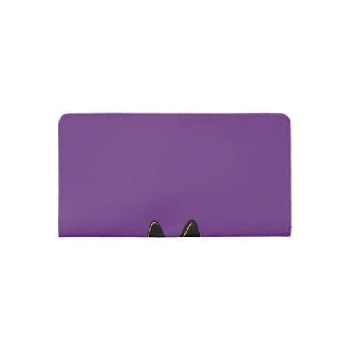 Cute black and gold cat on purple checkbook cover | Zazzle